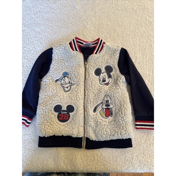 Walt Disney | Jackets & Coats | Disney Junior Mickey Mouse Fuzzy Sherpa ...